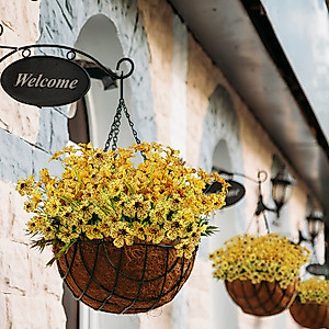 Vebroert Artificial Flowers, 12 Bundles Outdoor Fake Flowers UV Resistant Silk Flowers Greenery Decor, No Fade Plastic Faux Plants for Window Boxes Garden Porch Wedding Decoration, Yellow