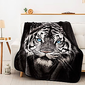 Northwest White Tiger Stare Raschel Throw Blanket, 50" x 60"