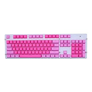 PBT Doubleshot Full 104 Keycap Set, Backlit Fonts, for Mechanical Keyboards, OEM Profile, ANSI Standard (US) Layout - Reverse Bubblegum