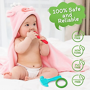 AgoKud Teething Toys for Babies 12 Months (3 Pack), Baby Chew Toys Teething with Pacifier Clips, Frozen Teething Toys for Babies, BPA Free, Food Grade Silicone, Easy to Hold Design