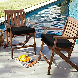 idee-home Outdoor Chair Cushions Set of 4 Patio, Thick Outdoor Cushion Seat Cushion Waterproof Patio Furniture Cushions with Ties, Dining Chair Cushions Indoor Chair Pads 18.5" x 16" x 3" Black