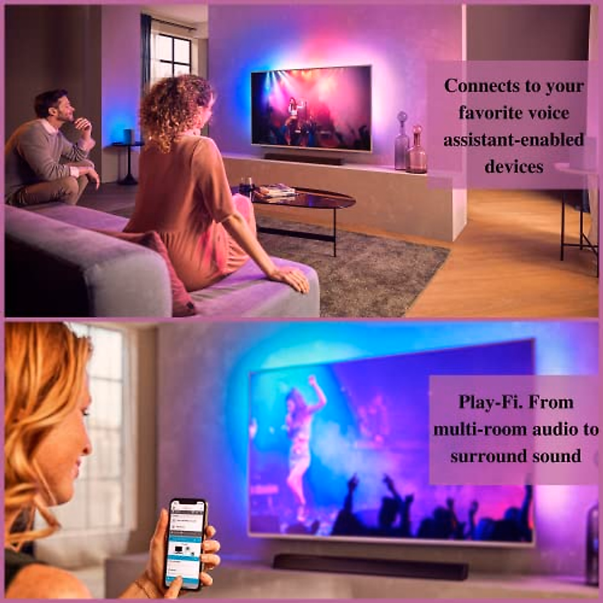 PHILIPS Bluetooth Sound bar for tv, Dolby Atmos Soundbar with Wireless Subwoofer 2.1-Channel Surround Sound System Home Theater Audio Speakers, DTS Play-Fi, Amazon Echo, AirPlay 2,Compatible TAB8405