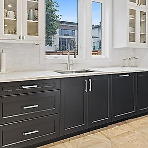 JOY DECOR 10 Pack Polished Chrome Cabinet Pulls Kitchen Handles for Cabinets 6 Inch Length with 5 Inch Hole Center Kitchen Cabinet Door Handles for Kitchen Cabinets and Dresser Drawers