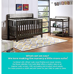 Suite Bebe Hayes 4 in 1 Convertible Crib, Coffee and Faux Barnwood - Quick Ship