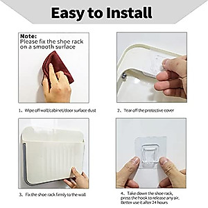 ESUDNT RV Shoe Storage Wall Mounted Shoe Rack Hanging Shoe Organizer Hanger for Door, Camper,5th wheel, Trailer (2 Pack, Creamy-white, Double Layer)