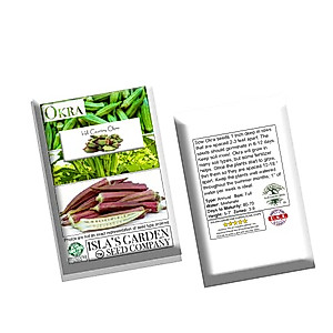 Hill Country Red Okra Seeds for Planting, 100+ Heirloom Seeds Per Packet, (Isla's Garden Seeds), Non GMO Seeds, Botanical Name: Abelmoschus esculentus, Great Home Garden Gift