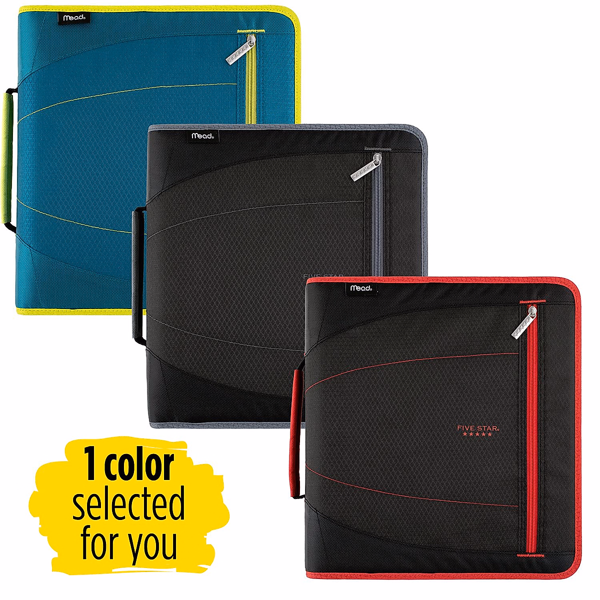 Five Star Zipper Binder, 2 Inch 3 Ring Binder, Removable File Folders, Durable, Color Will Vary, 1 Count (29036)