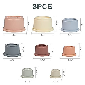 Baby Stacking Cups Bath Toy for Toddlers 1-3,8PCS Stackable Nesting Cups Water Pool Tub Toy for 6-12 Months Infant,Early Educational Develop Montessori Gift for 2-4 Years Old Boys Girls