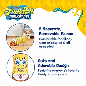 SpongeBob SquarePants for Pets Halloween Tee & Shorts for Dogs - Fun and Cute Halloween Costumes for Dogs - Officially Licensed Spongebob Squarepants Pet Products, Spongebob Dog Outfit