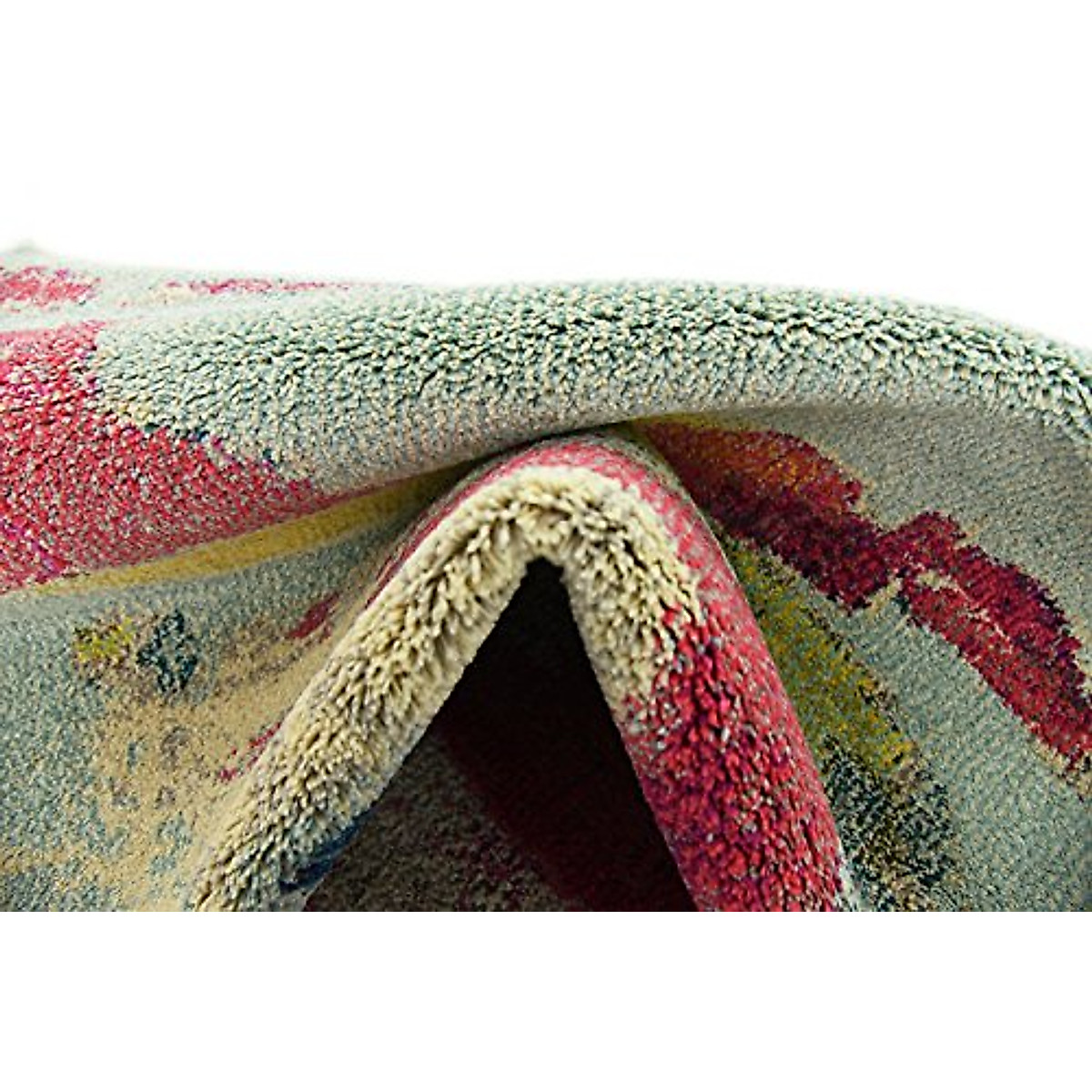 Unique Loom Estrella Collection Light Colors, Abstract, Modern, Vibrant Area Rug, 5 ft x 8 ft, Pink/Ivory