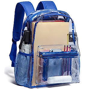 Vorspack Clear Backpack Heavy Duty PVC Transparent Backpack with Reinforced Strap for Work - Blue