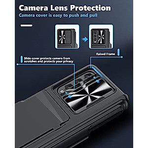 Viaotaily Galaxy Z Fold 3 Case with Pen Holder, Fold 3 Case with Hinge Protection & Screen Protector, Credit Card Storage Kickstand Cover Case for Samsung Z Fold 3 5G 2021(with S Pen Holder Black)