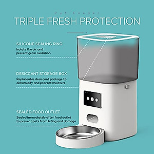 Automatic Dog and cat Feeder, WELLPET WiFi-Enabled Smart cat Food Dispenser, Automatic Dog Food Dispenser with APP Remote Control Part, cat Feeder with Low Food Alarm, Dual Power Supply