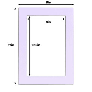 8.5x11 Mat for 11x17 Frame - Precut Mat Board Acid-Free Light Purple 8.5x11 Photo Matte For a 11x17 Picture Frame, Premium Matboard for Family Photos, Show Kits, Art, Picture Framing, Pack of 100 Mats