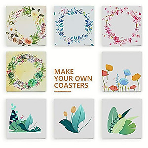 COYMOS Ceramic Tiles for Crafts Coasters, 12Pcs Blank Coasters Unglazed Ceramic White Tiles for Painting, Alcohol Ink, Acrylic Pouring - Make Your Own Coasters - Cork Backing Pads Included (4x4 inch)