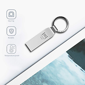 MOSDART 64GB Waterproof Metal USB 2.0 Flash Drive - Keychain Thumb Drive Memory Stick Jump Drive Data Storage for Computers - exFAT, Shockproof and Dustproof (Silver)