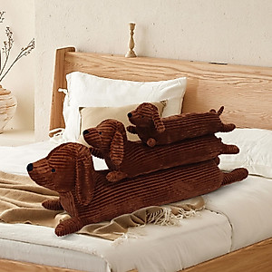 Enhopty 43” Giant Dachshund Dog Plush Pillow Puppy Wolf Stuffed Animal Plushie Hugging Long Body Throw Sleeping Pillow for Kids Christmas(43inch, Dachshund)