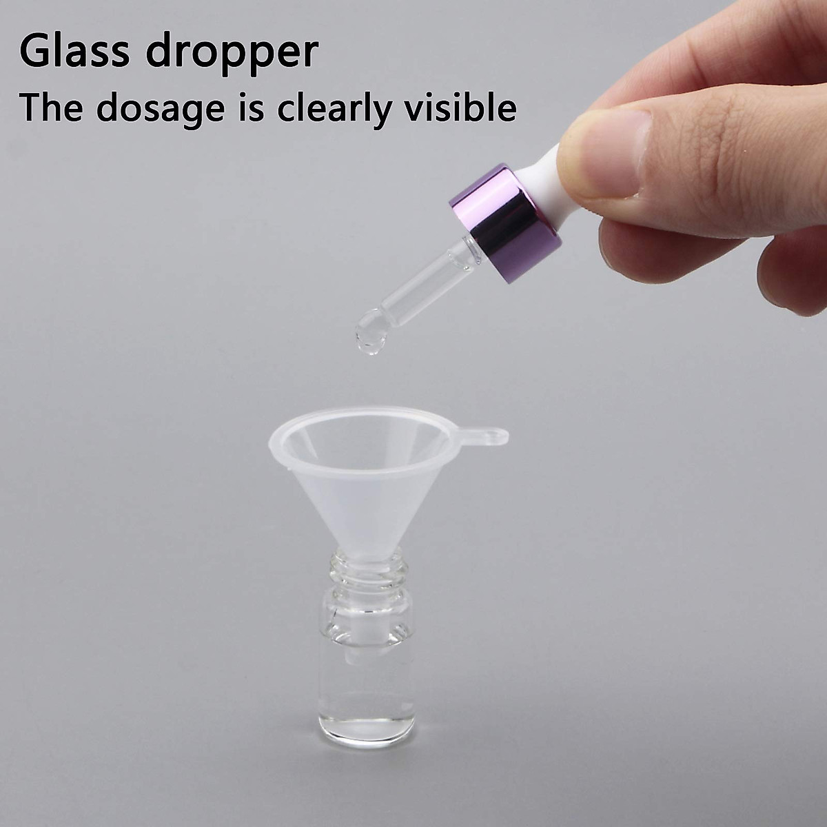 Kesell 15 Pcs Sample Dropper Bottles, 3ml Clear Mini Dropper Bottles with 3 Pcs Plastic funnels for Traveling Essential Oils DIY Cosmetic Liquid Sample Perfume
