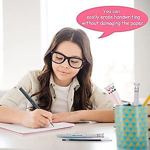 MIATTCLD 4pcs 0.35mm Erasable Gel Pens + 5pcs Replacement Refills, Cute Kawaii Cartoon Cat Pig Bear Panda Animal Gel Ink Black Pen Ballpoint for Writing Note (4)