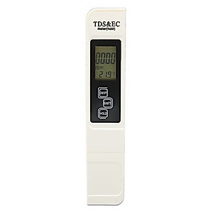 FECAMOS Water Testing Pen, Temperature Compensation Compact Portable Horizontal Display Water Tester Backlight Function White for Hydroponics