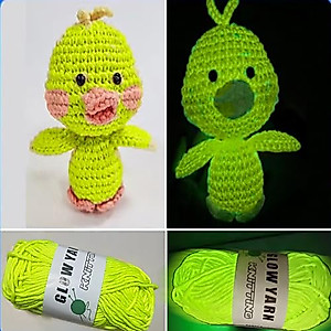 5 Pcs Glow in The Dark Yarn,Luminous Yarn for Crocheting,Glowing Yarn,Sewing Supplies for DIY Arts, Crafts & Sewing Beginners Glow in The Dark Party(55 Yards Per Roll) (Fluorescent Yellow)