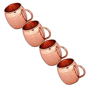 Kosma Set of 4 Moscow Mule Copper Mug 16 oz | 475 ml (Hammered Finish)