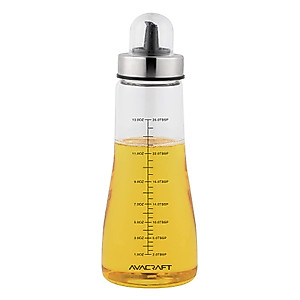 AVACRAFT Glass Oil Dispenser, Modern Olive Oil Dispenser Bottle, Measurement Marks, Easy Refill and Cleaning, Oil and Vinegar Dispenser, 14.2 Oz (OC1)