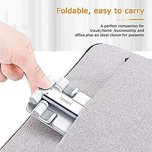 LOBKIN Phone Stand for Desk, Foldable Portable Adjustable Tablet Cell Phone Holder Charging Dock Cellphone Holder Office, Sturdy Mobile Stand Hand Metal Desktop iPhone Stand (White)