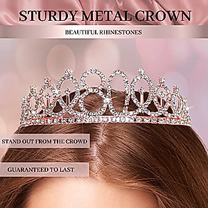 Trgowaul 80th Birthday Decorations for Women, Rose Gold 80th Birthday Backdrop Banner, 80 & Fabulous Sash, 80th Birthday Tiara Crown, Pink Party Supplies, Happy 80 Year Old Birthday Ideas Favor