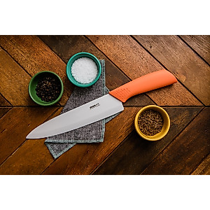 Best Ceramic Chef Knife by IMORI - Chef Rated 8” Blade with SafeEdge Back Corner