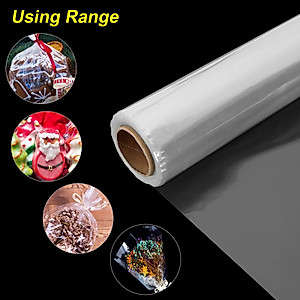 shanqian Clear Cellophane Wrap Roll (31.5 in x 200 ft), Cellophane Roll Clear Wrap Cellophane Bags, Clear Wrapping Paper to Wrap Gift Baskets Cellophane Basket Wrap Gift Wrap