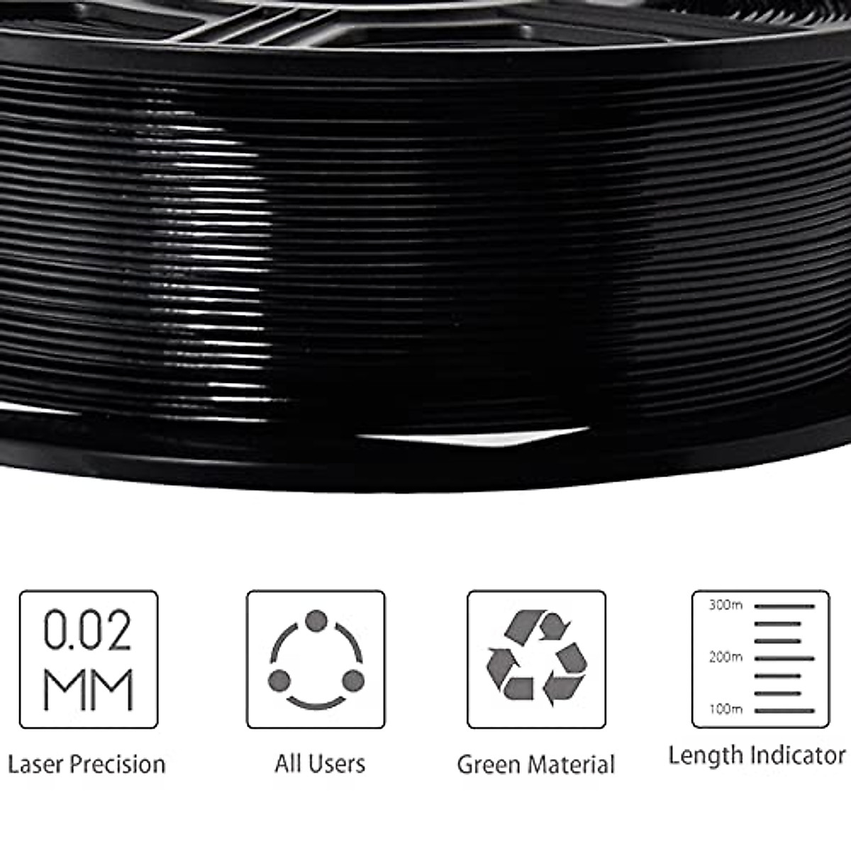 YOYI YOYI 3D Printer Filament,PETG Filament 1.75mm 2.2lbs(1kg) Spool, Dimensional Accuracy +/- 0.03 mm,100% New Raw Material,PETG Black