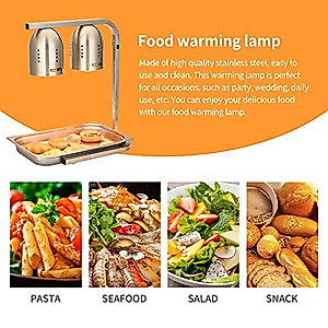 BOOMY LINS Commercial Food Heat Lamp, Electric Food Warmer 2-Bulb, Adjustable Frame, Removeable Part, Keep Food Warm Lamp Portable
