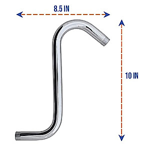 Shower Head Extension Arm with Flange,"S" Shaped Shower Head Riser Extension Arm, 10 inch Chrome Shower Pipe Extension