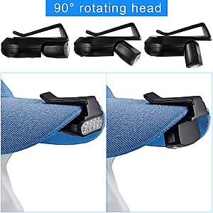 Honoson 4 Pieces Hat Light Clip-on Cap Light Hat Flashlight 5-LED Cap Headlamp Rotatable Lamp LED Cap Light for Hunting Camping Running Fishing with 10 Pieces Extra Batteries