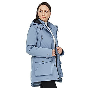 WenVen Women's Winter Puffy Coat Warm Thick Outerwear with Removable Hood(Blue, Large)