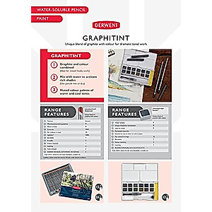 Derwent Graphitint Pencils Tin, Set of 24, Great for Holiday Gifts, Unique Blend of Graphite and Color, Watersoluble, Ideal for Mixed Media, Professional Quality (0700803)