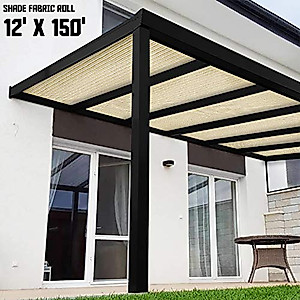 TANG Sunshades Depot 12'x150' Shade Cloth 180 GSM HDPE Beige Fabric Roll Up to 95% Blockage U*V Mesh Net for Outdoor Backyard Garden Plant Barn Greenhouse