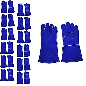 Cordova 7609 Regular Shoulder Leather Welder Gloves, One-Piece Back, Full Sock Lining, Blue, Large, 12-Pack Bulk Welder's Gloves