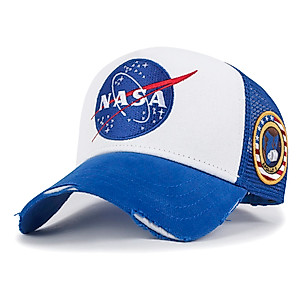 ililily PREMIUM NASA Meatball Logo Embroidery Baseball Cap Apollo 1 Patch Hat (as1, alpha, x_l, Blue)
