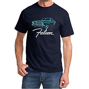 1964 1965 Ford Falcon Coupe Neon Lights Design Tshirt XL Navy Blue