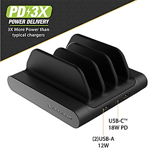 Scosche BLKIT5-SP0 BaseLynx Modular Charging System With a Qi-Certified Wireless Charging Station, a Multi-Device Device Charging Station with One PD 3.0 USB-C Charging Port & Two USB-A Charging Ports