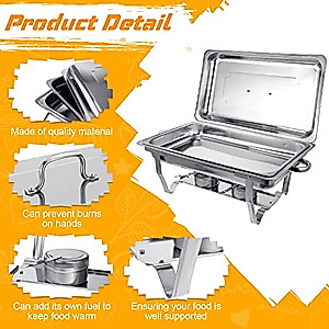 6 Pcs Chafing Dish Buffet Set 8 Qt Stainless Steel Chafer Complete Set Catering Buffet Servers and Warmers with Foldable Frame, Food Pan, Fuel Holder and Lid for Parties Banquet Wedding (Full Size)