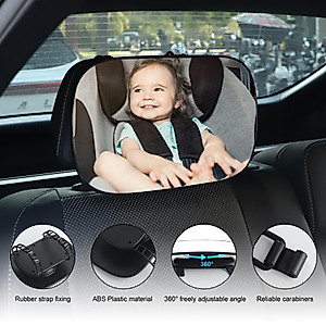 LivTee Baby Car Mirror, Car Seat Mirror for Baby Rear Facing with Adjustable Wide Angle Clear View for Facing Infant, 100% Shatterproof, Crash Tested and Certified - Car Interior Accessories