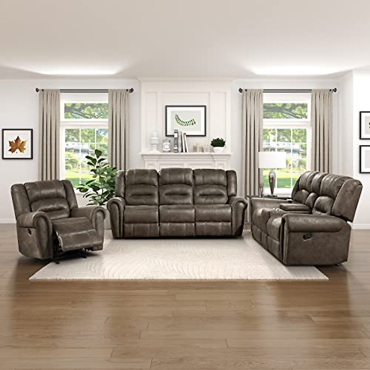 Lexicon Shay Double Glider Manual Reclining Loveseat, Brown