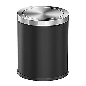 4 Gallon Black Stainless Steel Bathroom Trash can Garbage can Wastebasket Bin with Lids for Kitchen Bedroom Living Room Office(Black)