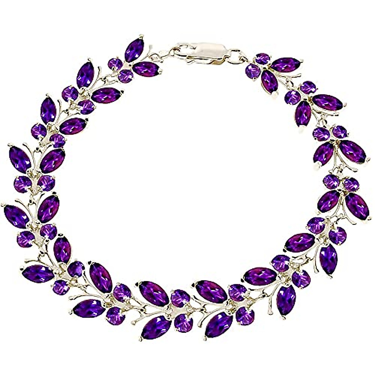 Galaxy Gold GG 16.5 Carat 14k Solid White Gold Butterfly Bracelet Amethyst