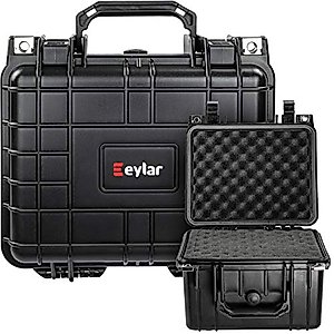 Eylar Small 10.62" Deep Gear, Equipment, Hard Camera Case Waterproof with Foam (Black) TSA Standards