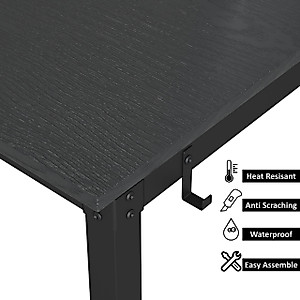 Napnapday 47 inch Computer Desk with Storage Shelves, Study Gaming Desk with Bookshelf Writing Table for Home Office Bedroom, Black