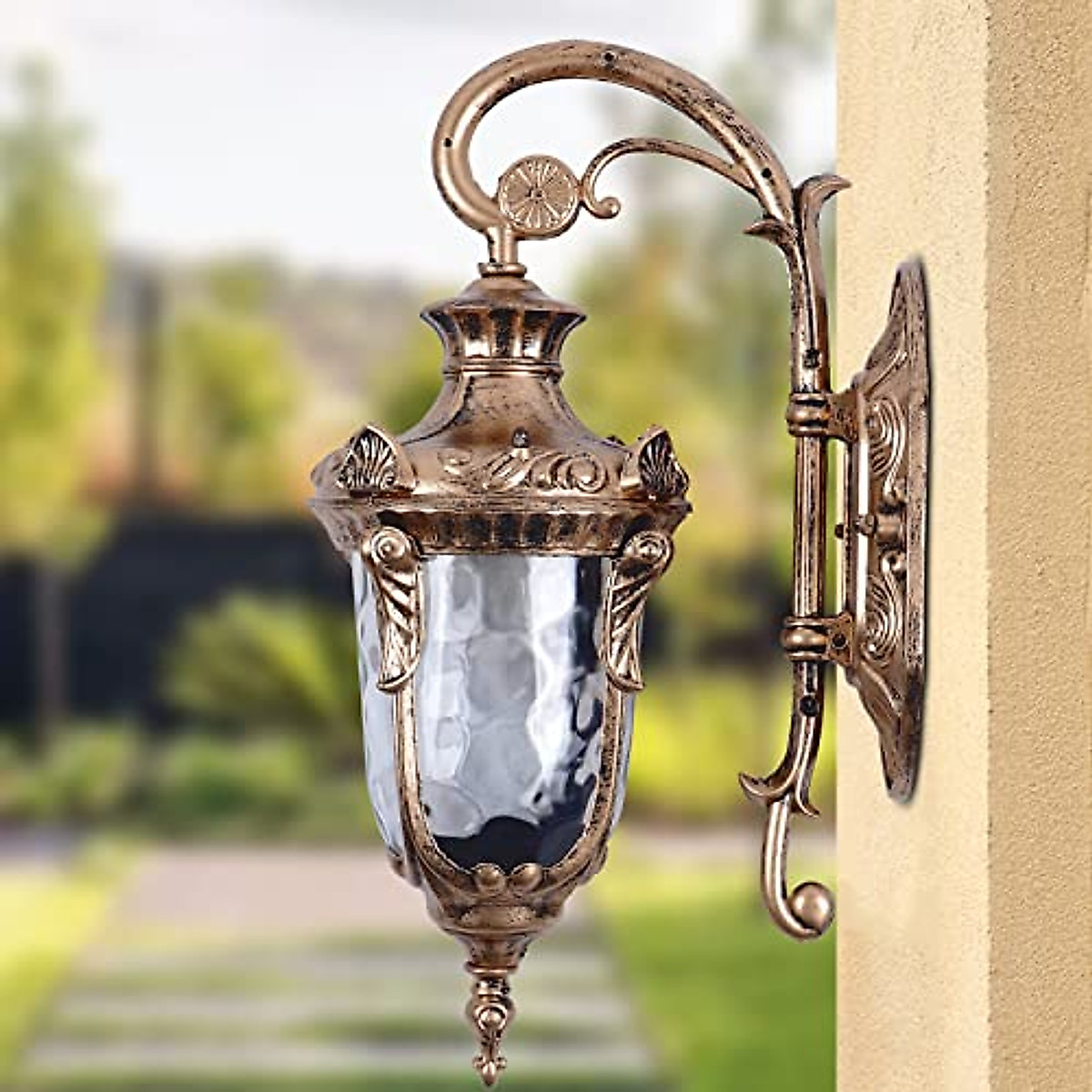 Bazargame Outdoor Wall Lantern,Outdoor Lighting Lantern Lamp,Dusk to Dawn Sensor Outdoor Wall Sconce,for Courtyard Garden House Garage Entrance（Bronze）